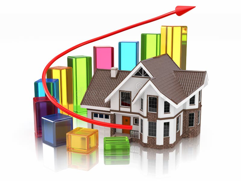 Bar graph and house stock illustration. Illustration of rising - 12166023