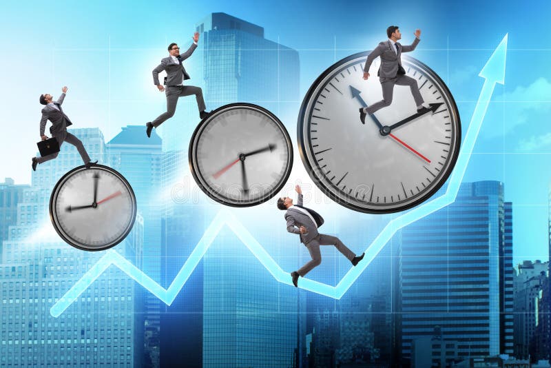 Growth and Recovery Concept with Businessman and Clocks Stock Photo ...