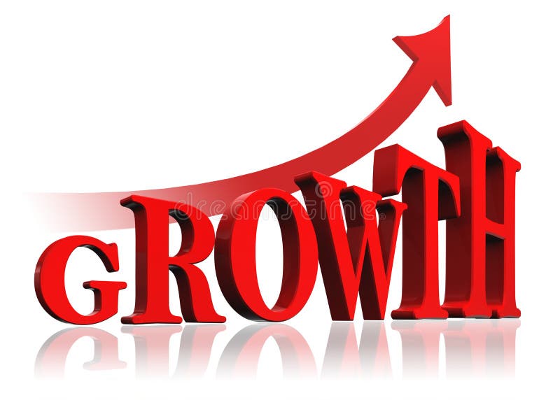 Growth red word and arrow stock illustration. Illustration of marketing ...