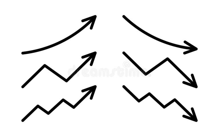 Growth and Reduction Arrow, Up and Down, Line Icon Set. Rise and Fall, Increase and Decrease ...