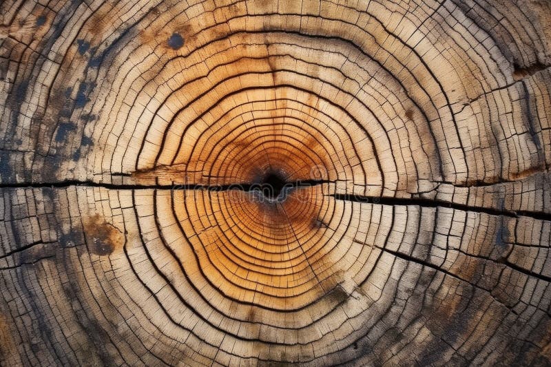 Growth Rings on a Tree Trunk Seen in Cross-section Stock Image - Image ...