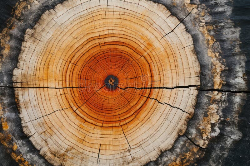 Growth Rings on a Tree Trunk Seen in Cross-section Stock Photo - Image ...