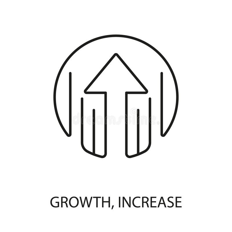 Growth, Rise Icon Line Vector with Editable Stroke Stock Vector ...