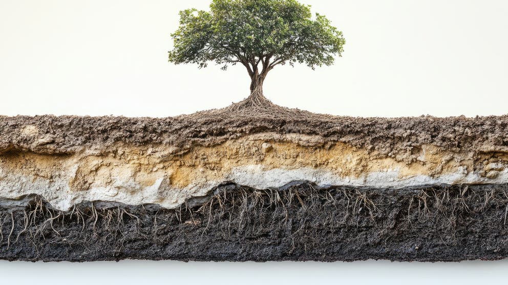 Growth is Rooted. Tree Showing Soil Layers, Roots. Growth is a Process ...