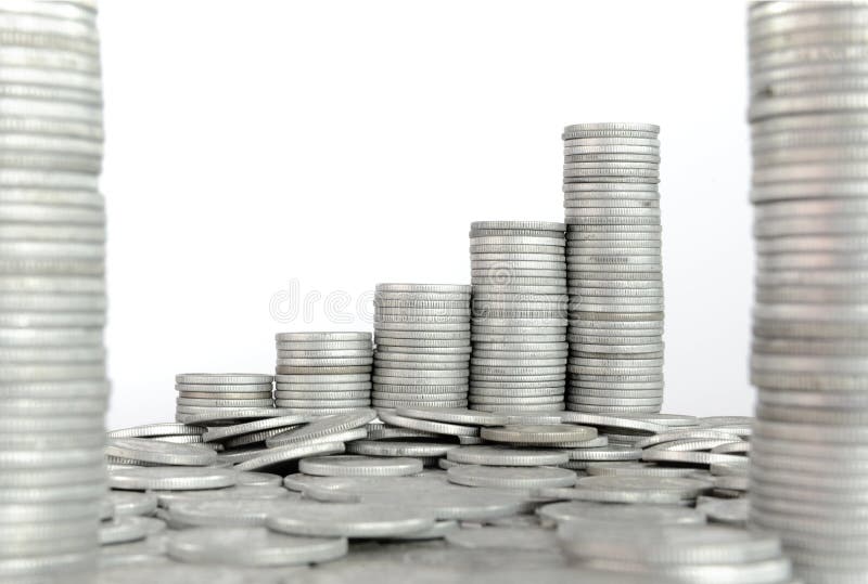Growth Stack Silver Coin, Success Stock Image - Image of prosperity ...