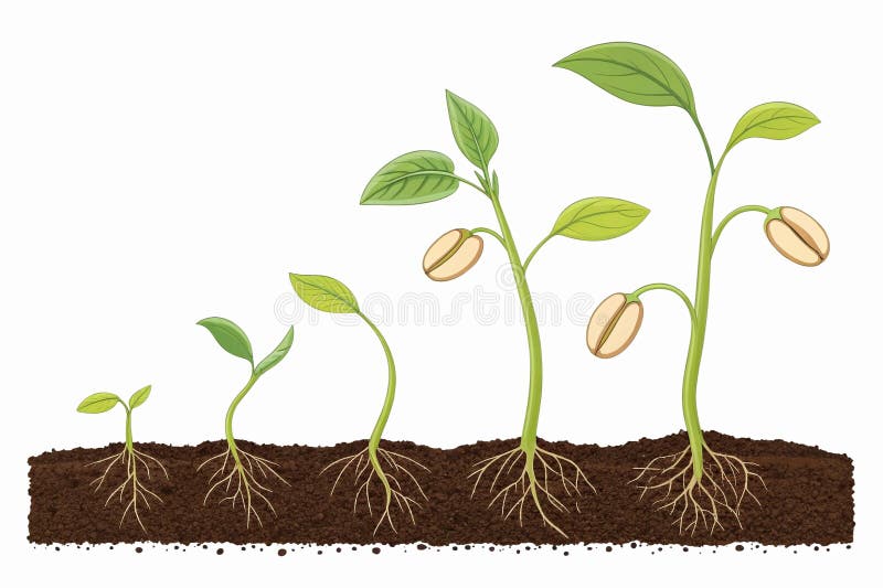 Growth Stages of Plants Illustrating Seed Germination Root Development ...