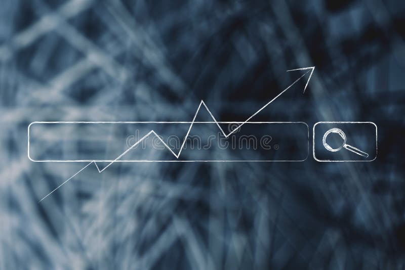 Growth Stats Arrow Going Up Over Search Engine Bar Stock Illustration ...