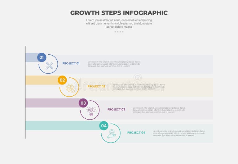 Growth Steps Journey Concept Infographic Outline Style with 4 Point ...