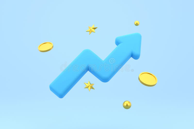 Growth Stock Chart Up with Coins and Star, Investing Icon Stock Image ...