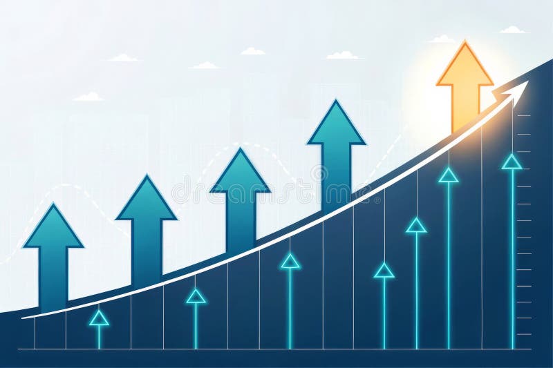 Growth Strategy Concept with Upward Arrows and Linear Graph ...