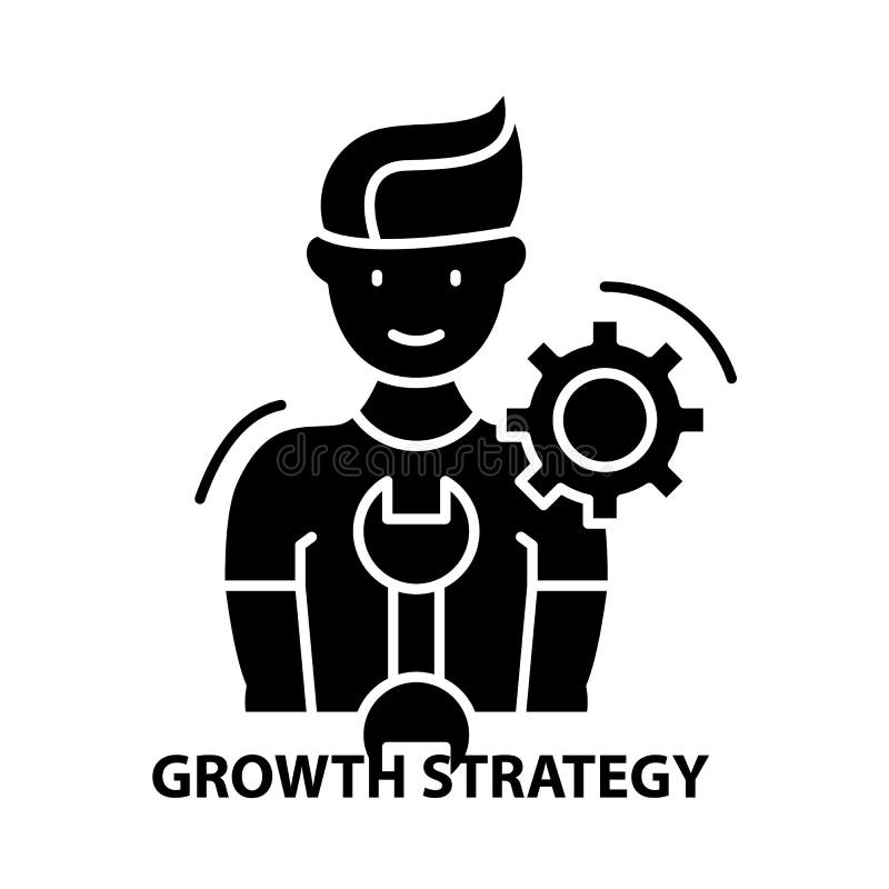 Growth Strategy Icon, Black Vector Sign with Editable Strokes, Concept ...