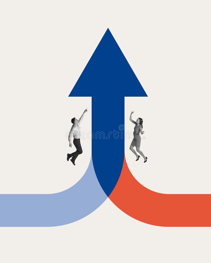 Growth Strategy. Two Executives Rising through Converging Paths Towards ...