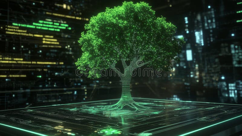 Growth and Technology in a Futuristic Setting are Represented by a ...