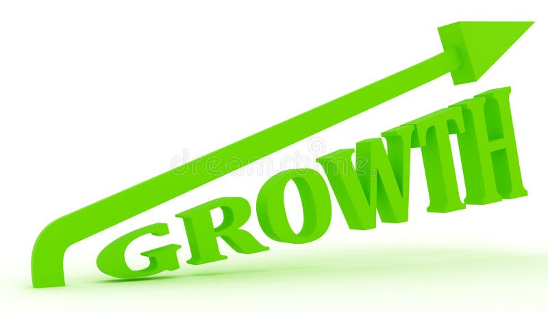 Growth text with arrow stock illustration. Illustration of development ...