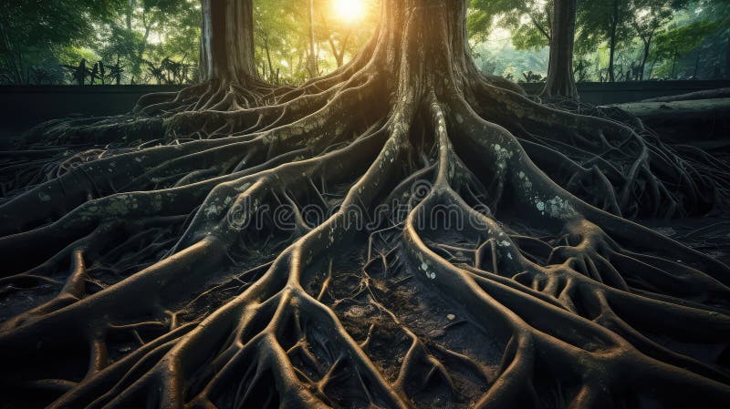 Growth Tree Roots Underground Stock Illustration - Illustration of ...