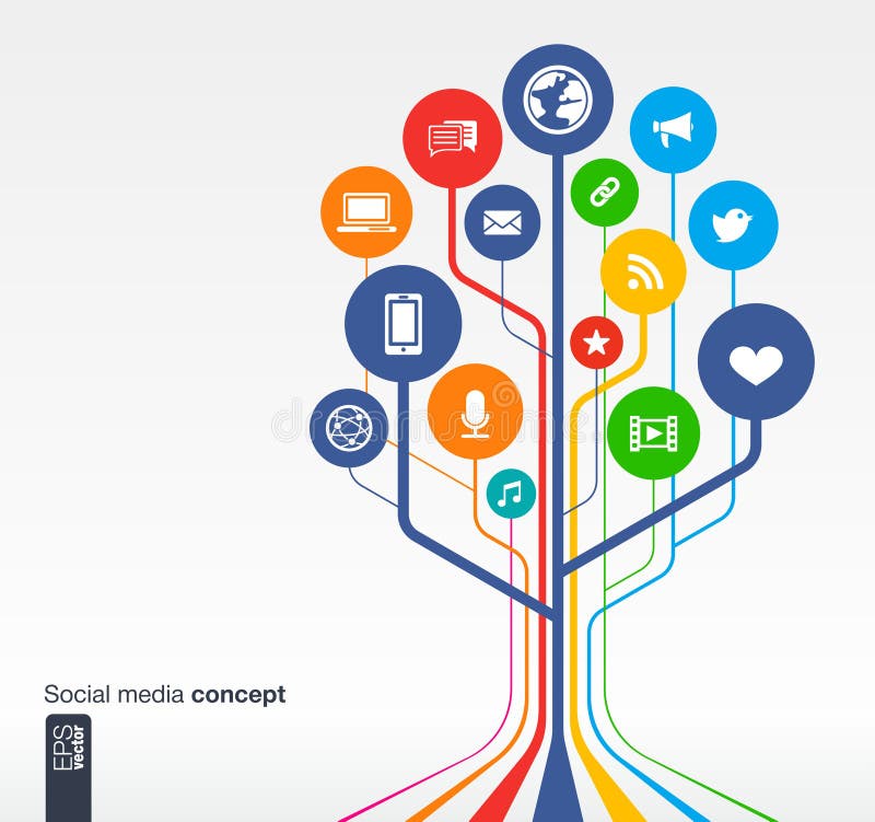 Growth Tree Social Media Netwok Concept Stock Vector - Illustration of ...