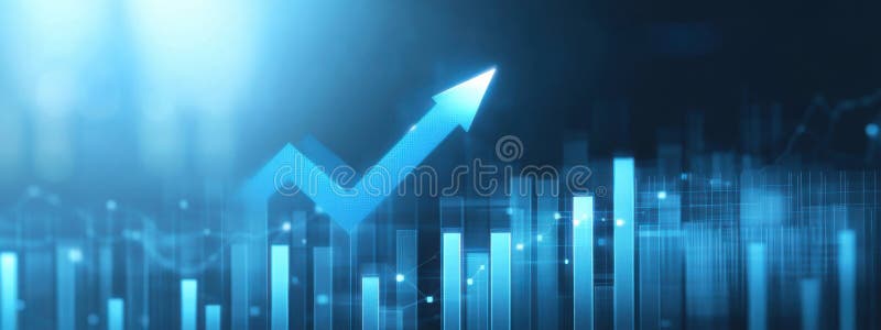 Growth Trend Analysis Represented by Upward Arrow and Digital Graphs in ...
