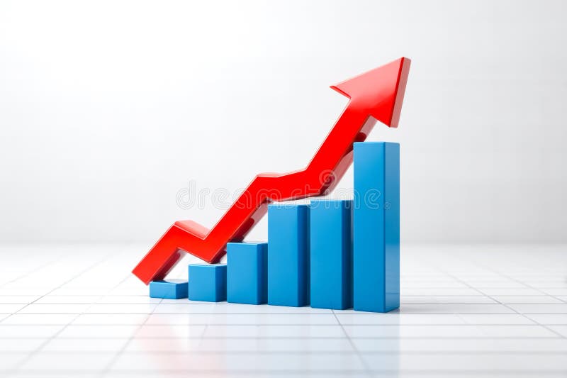 Growth Trend with Increasing Blue Bars and a Rising Red Arrow Stock ...