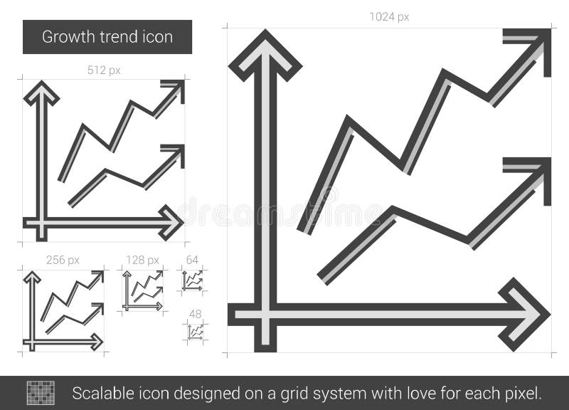 Growth trend line icon. stock vector. Illustration of design - 83912023