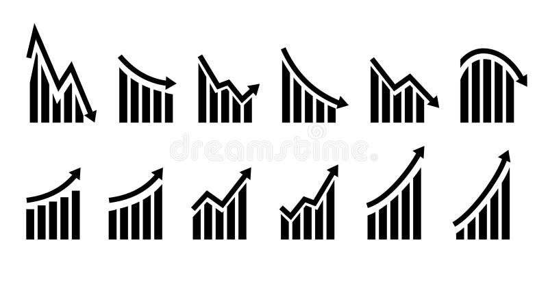 Growth Vector Icon. Graph or Diagram with Arrow Going Up and Down Stock ... Growth Vector Icon. Graph or Diagram with Arrow Going Up and Down Stock ...