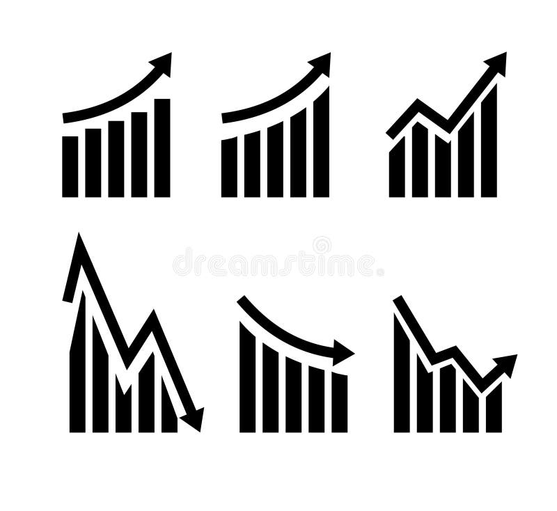 Growth Vector Icon. Graph or Diagram with Arrow Going Up and Down Stock ...