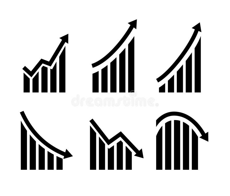 Growth Vector Icon. Graph or Diagram with Arrow Going Up and Down Stock ...