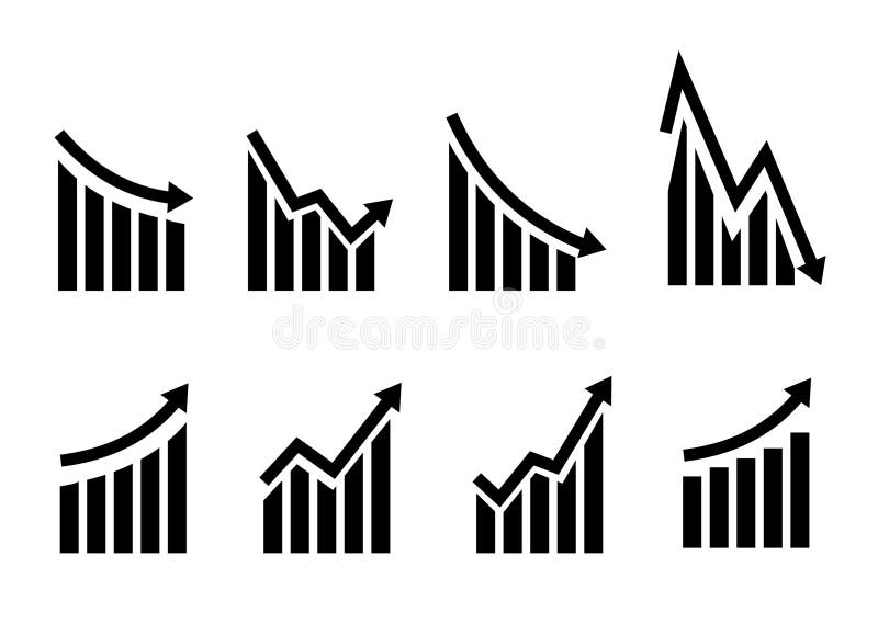 Growth Vector Icon. Graph or Diagram with Arrow Going Up and Down Stock ...