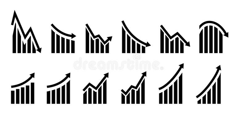 Growth Vector Icon. Graph or Diagram with Arrow Going Up and Down Stock ...