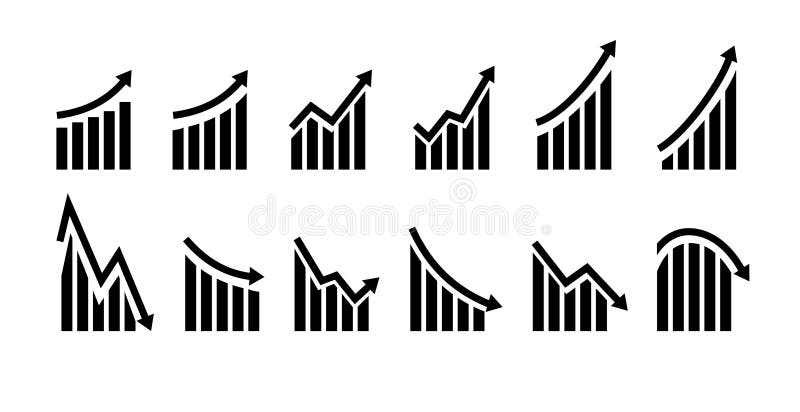 Growth Vector Icon. Graph or Diagram with Arrow Going Up and Down Stock ...