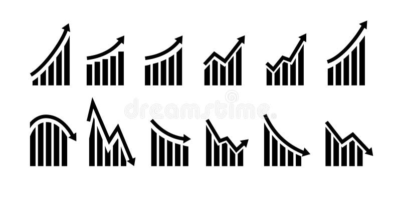Growth Vector Icon. Graph or Diagram with Arrow Going Up and Down Stock ...