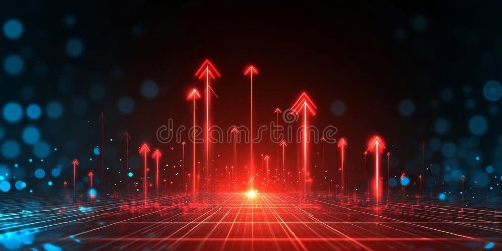 Growth Visualization with Luminous Red Streaks and Arrows Representing ...