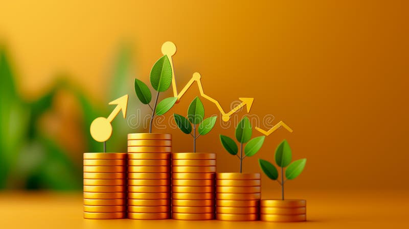 The Growth of Wealth a Visual Representation Featuring Stacked Coins ...