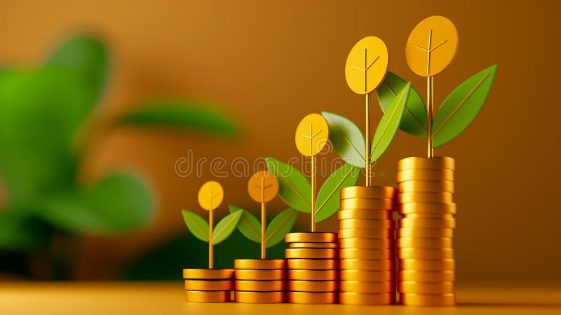 The Growth of Wealth a Visual Representation Featuring Stacked Coins ...