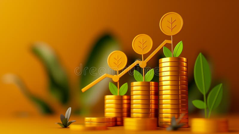The Growth of Wealth a Visual Representation Featuring Stacked Coins ...