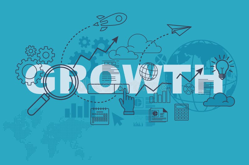 Growth Web Page Banner Concept with Thin Line Flat Design Stock Vector ...