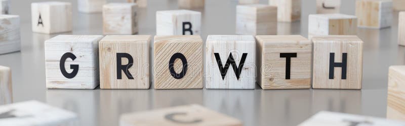 Growth - Word on Wooden Blocks - 3D Illustration Stock Illustration ...