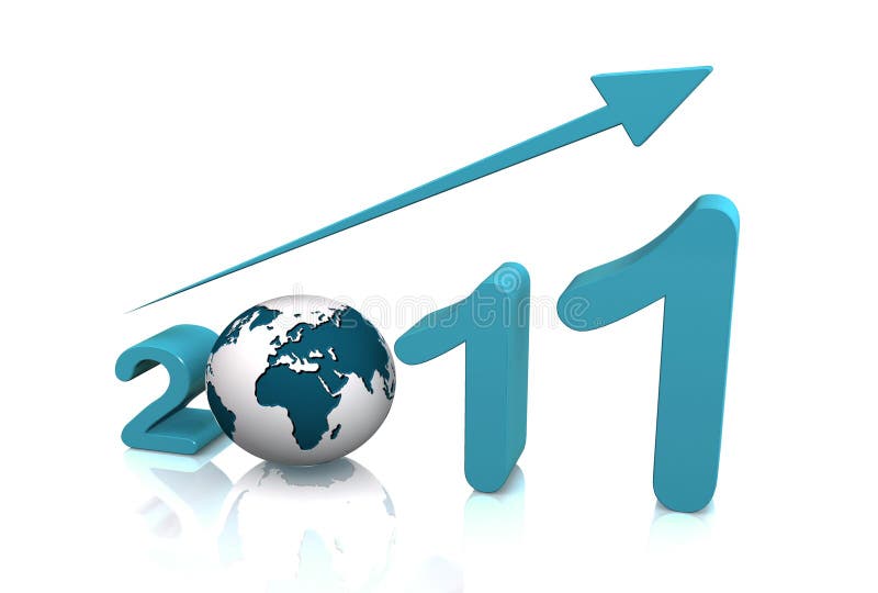Growth of Year 2011 with 3D Globe Stock Illustration - Illustration of ...