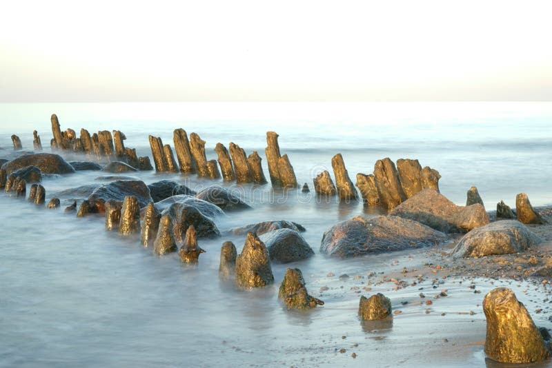 Groynes at Baltic Sea Germany Stock Image - Image of groynes, germany ...