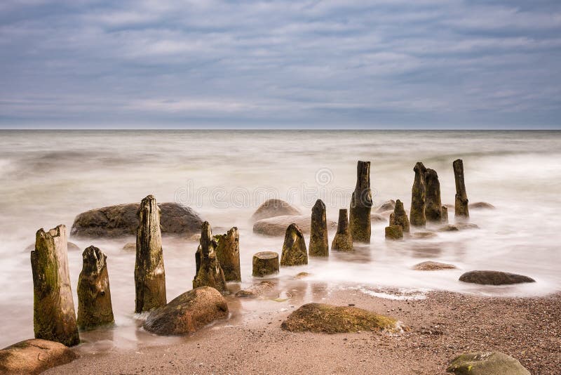 Groynes on Shore of the Baltic Sea Stock Photo - Image of idyllic ...