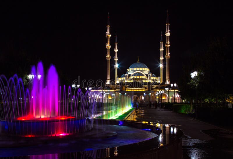Grozny at night. stock image. Image of ethnicity, kadyrov - 77571783