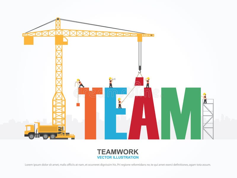 Gru e team-building illustrazione vettoriale. Illustrazione di uomo ...