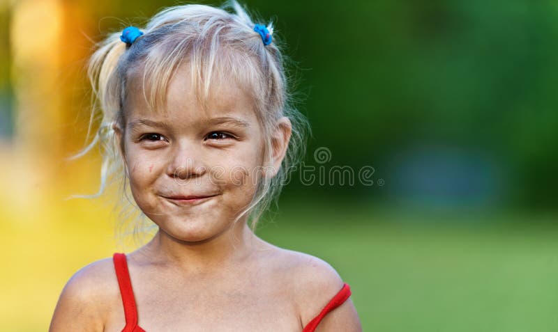 Grubby happy little girl stock image. Image of hair, cheerful - 23902071