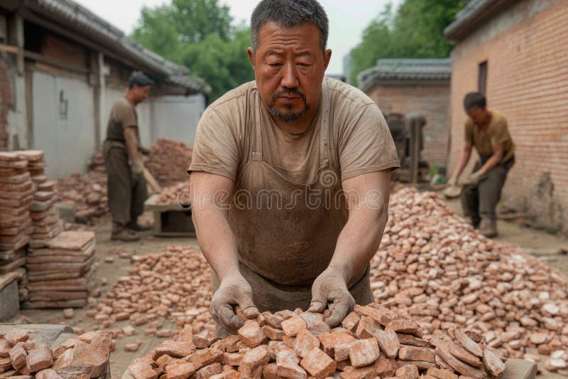 Grueling Labor in Harsh Working Environments Stock Illustration ...