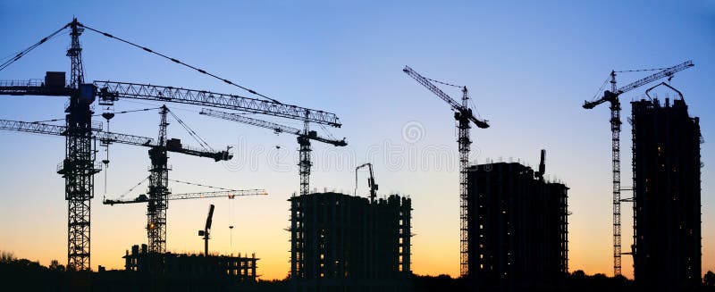 Grues de construction image stock. Image du placer, grue - 5344929