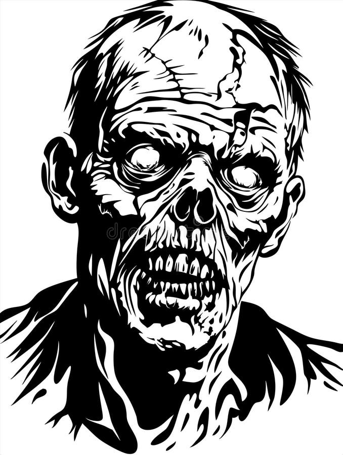 Gruesome Zombie Face Vector Illustration for Horror Designs Stock Image ...