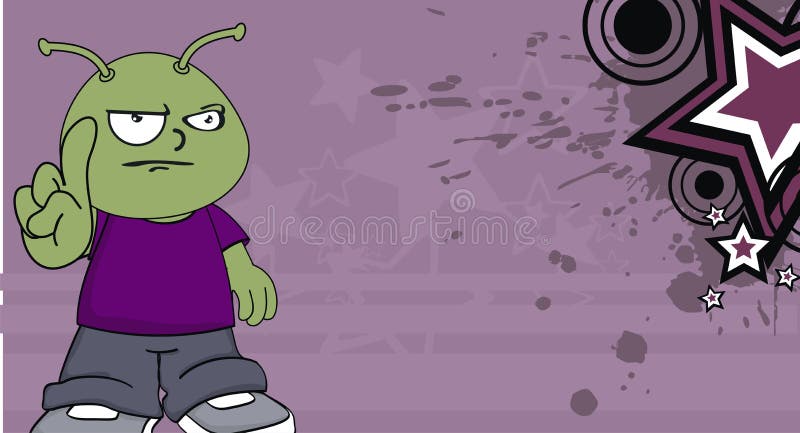 Grumpy Alien Kid Cartoon Background Stock Vector - Illustration of ...
