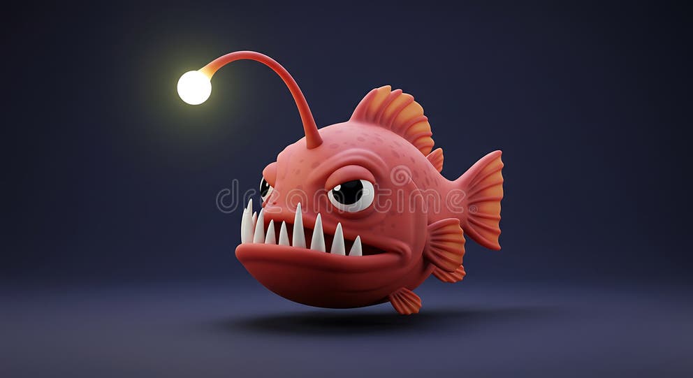 Grumpy Anglerfish: a Playful 3D Render Stock Illustration ...