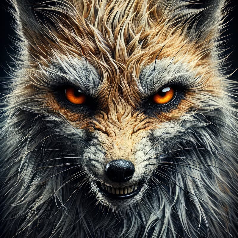 Grumpy Angry Fox Portrait: Close-up of a Wild Animal with Fierce ...