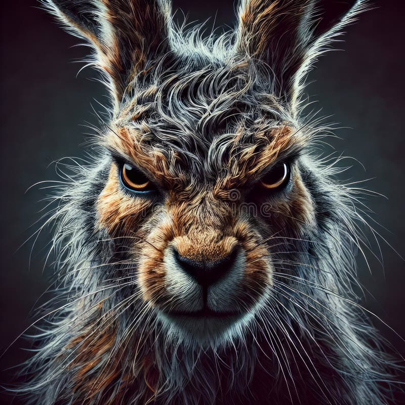 Grumpy Angry Rabbit Portrait: Close-up of a Furious Hare with an Irate ...