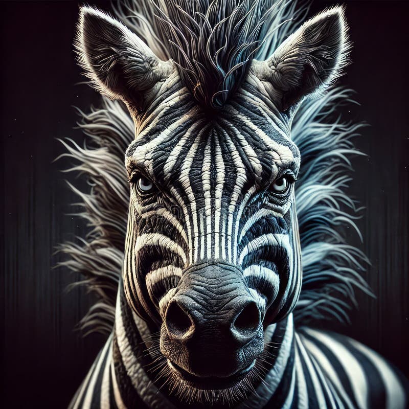 Grumpy Angry Zebra Portrait: Close-up of a Furious Striped Equine with ...